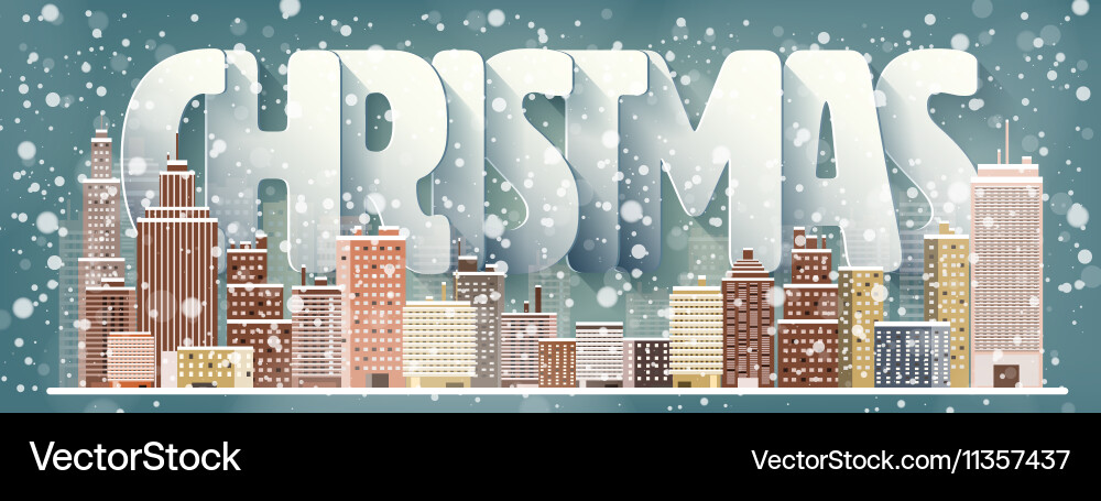 Winter urban landscape city Royalty Free Vector Image