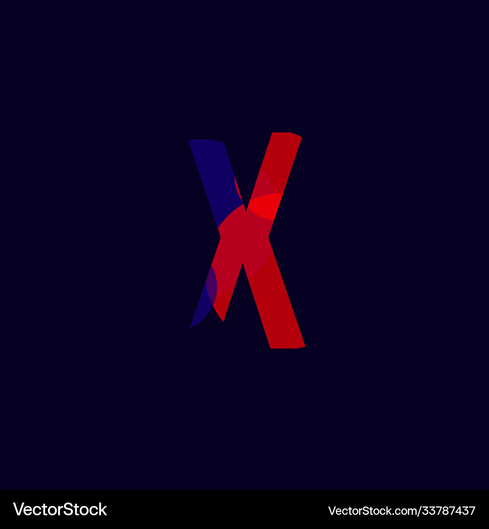 X blue red font template design Royalty Free Vector Image