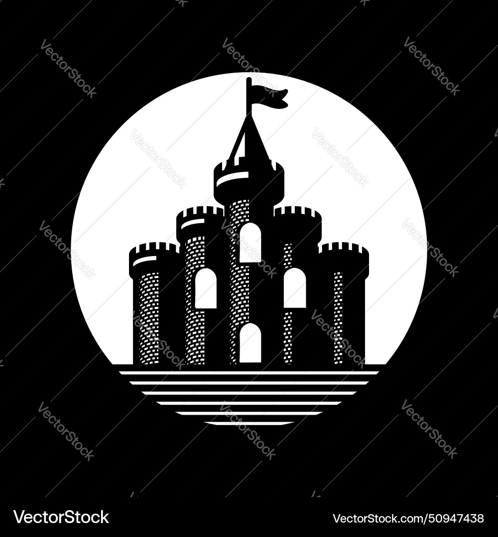 Circular vintage retro old brick stone castle Vector Image