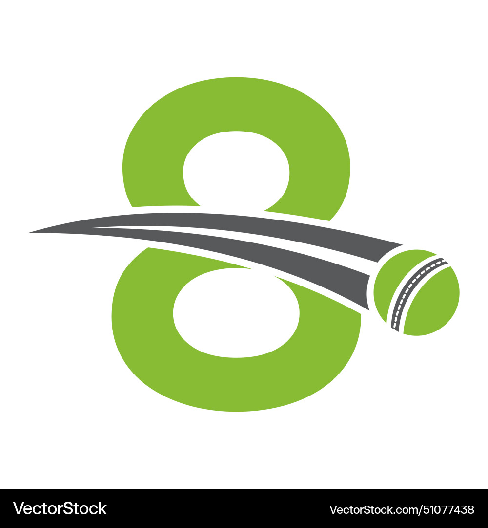 Cricket logo on letter 8 concept with moving Vector Image
