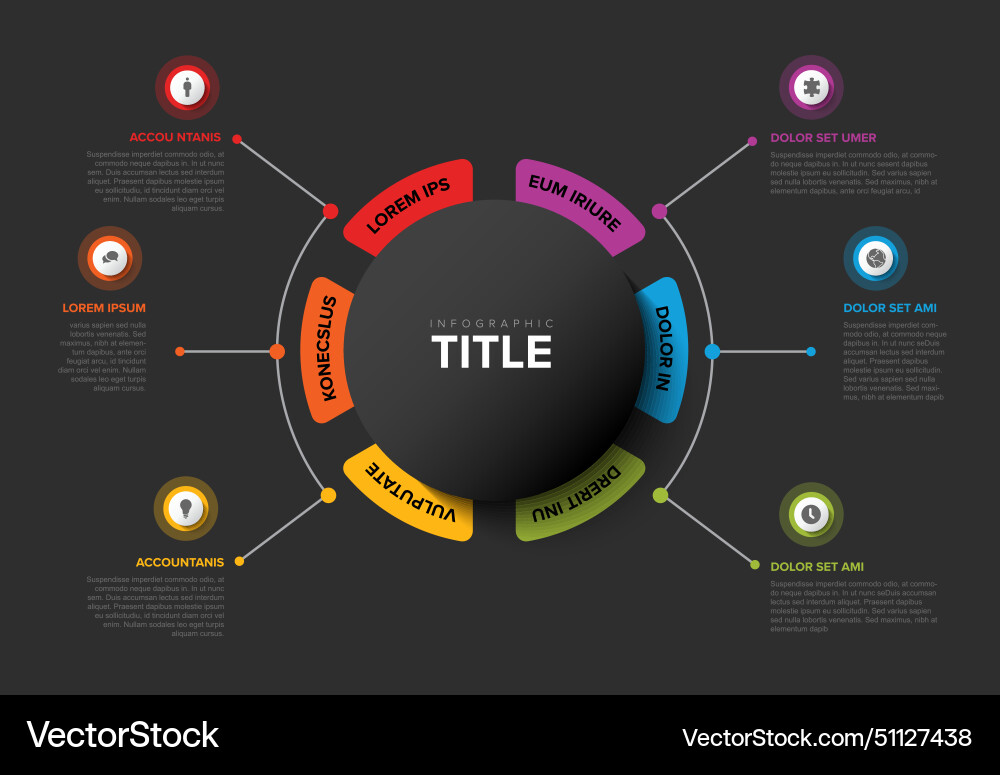 Simple dark colorful circular infographic design Vector Image