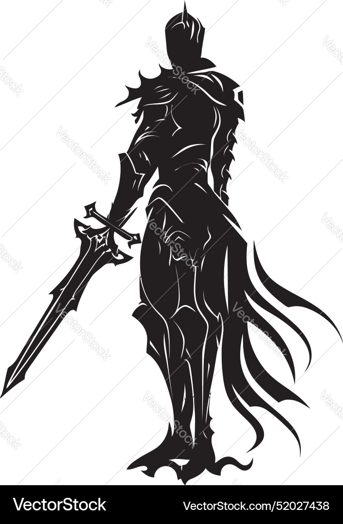 Virtuous vigilante knight soldier raised sword Vector Image