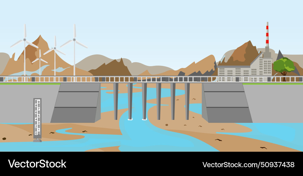 Water level meter of dam demonstrates Royalty Free Vector