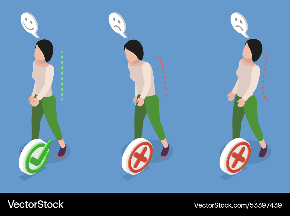 3d isometric flat of walking Royalty Free Vector Image