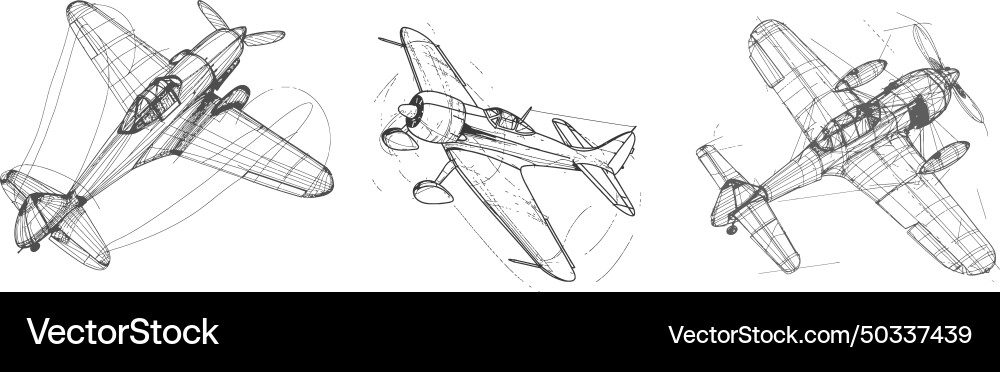 Airplane continuous line sketch Royalty Free Vector Image