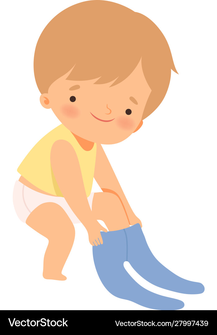 Boy Dressing Himself Royalty Free Vector Image