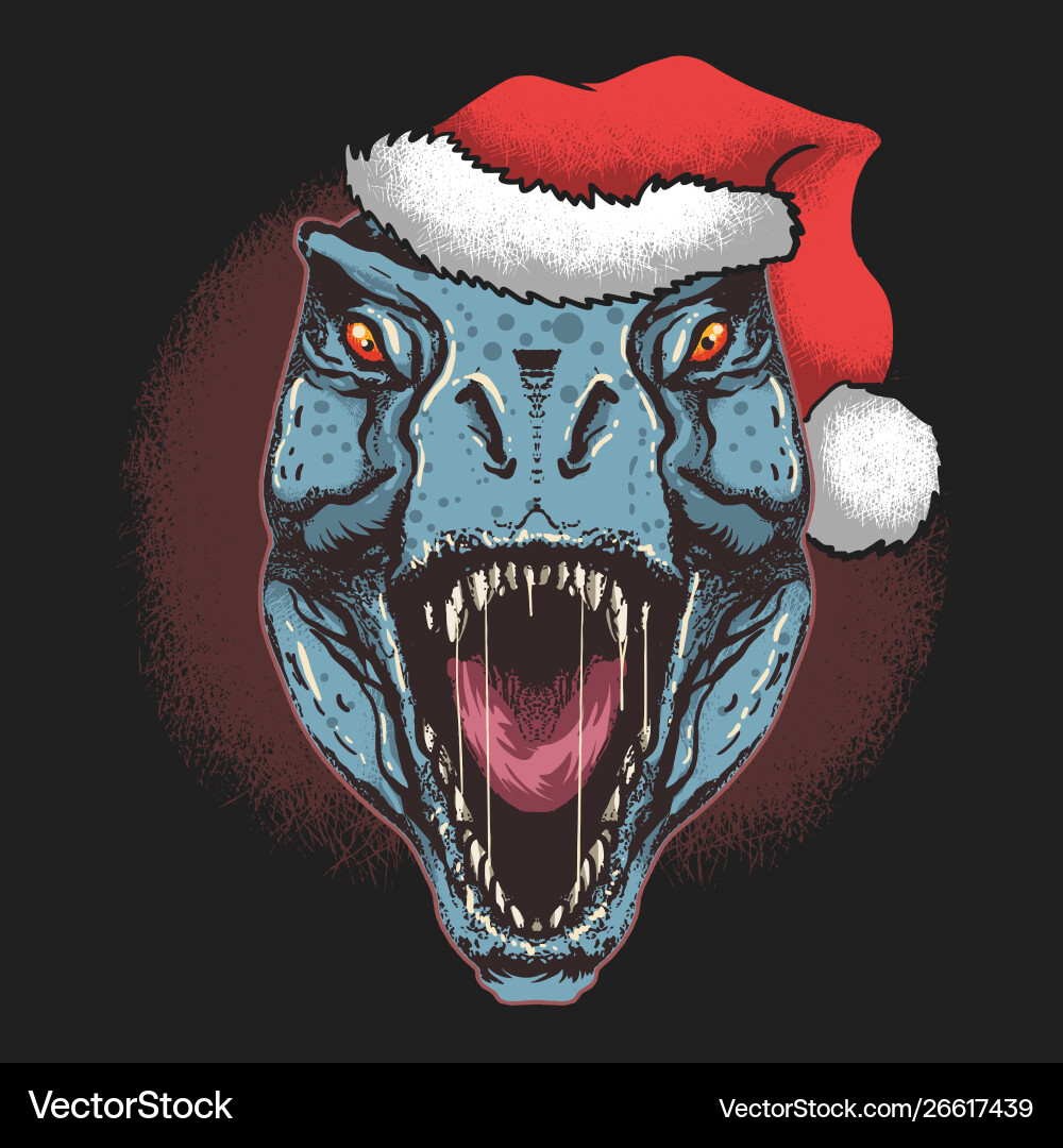 Dinosaur t-rex with santa claus christmas hat Vector Image
