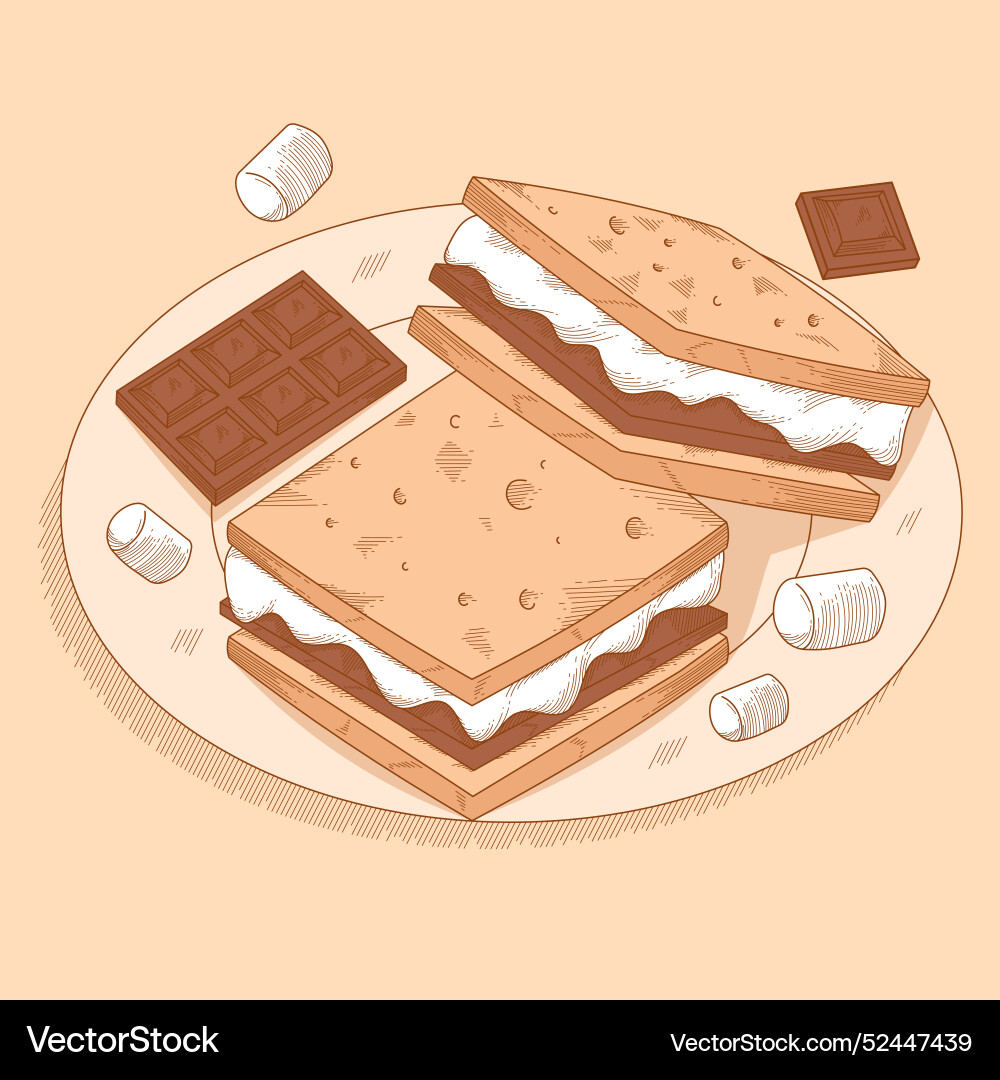 Engraving hand drawn smore Royalty Free Vector Image