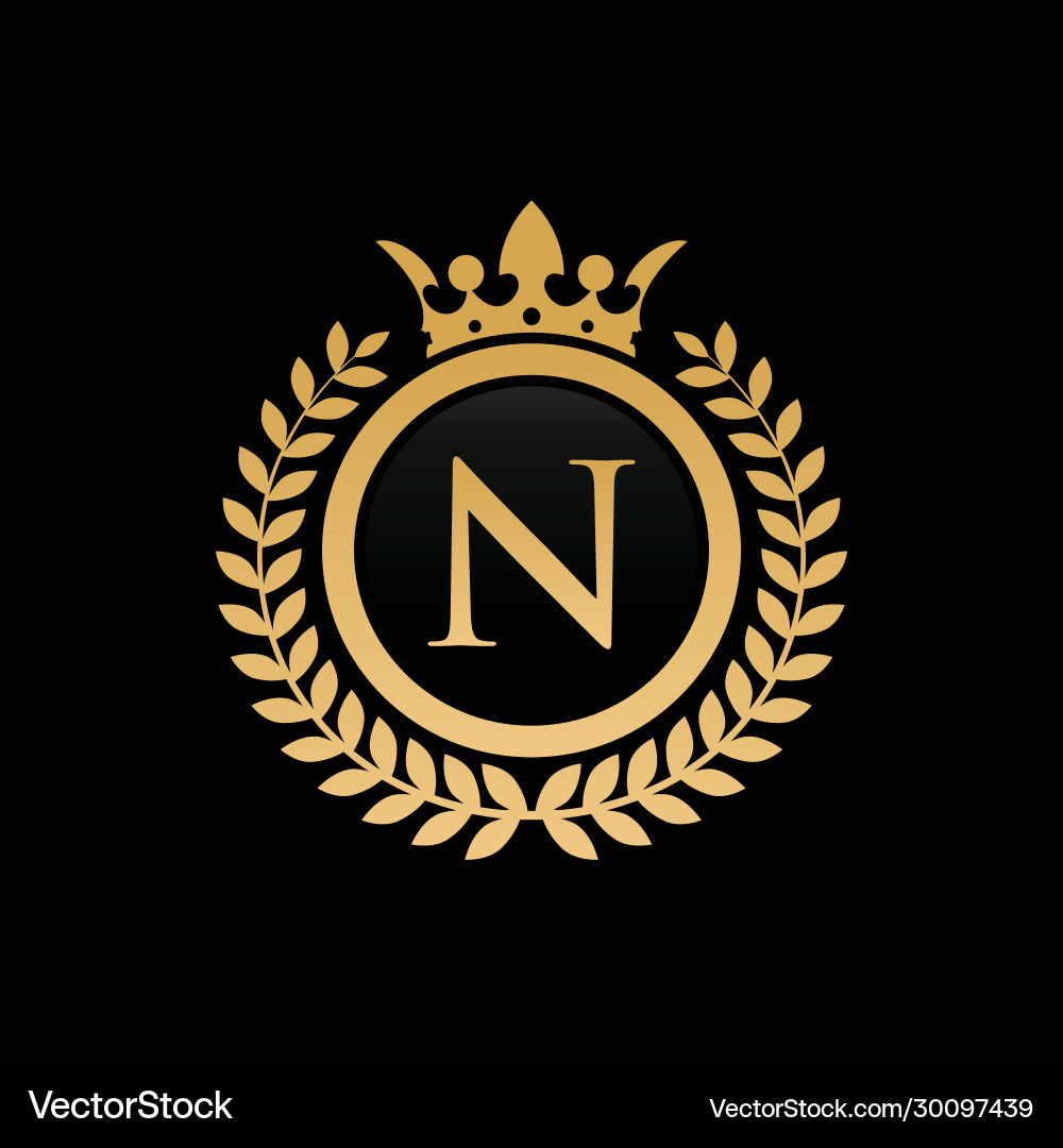 Letter n royal crown logo Royalty Free Vector Image