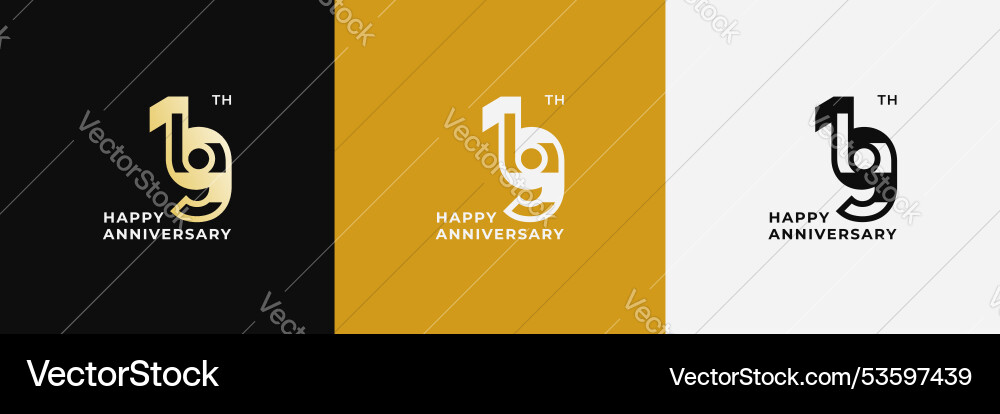 Logo 19th 19 years happy anniversary creative Vector Image