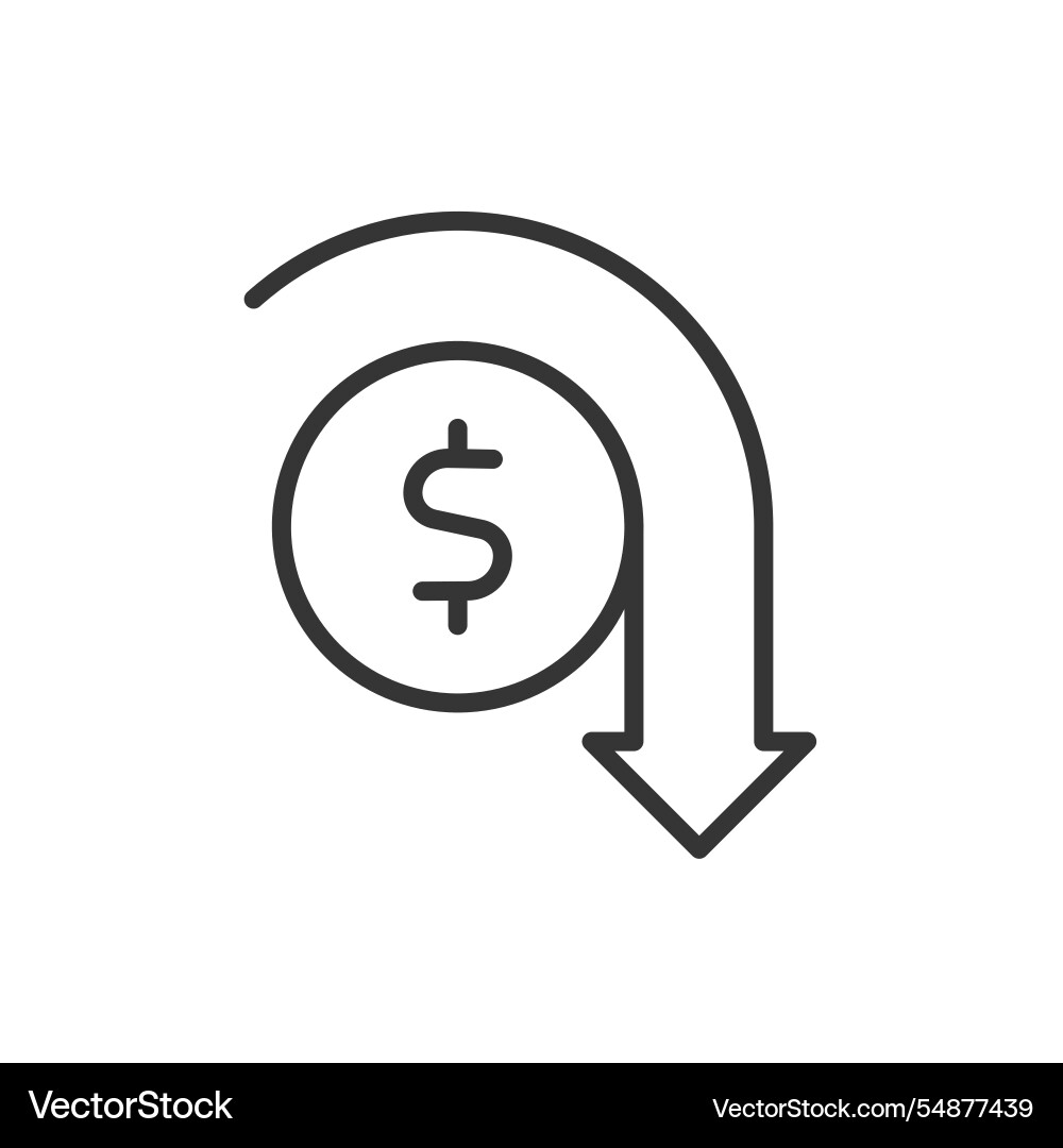 Lower cost icon in line design Royalty Free Vector Image