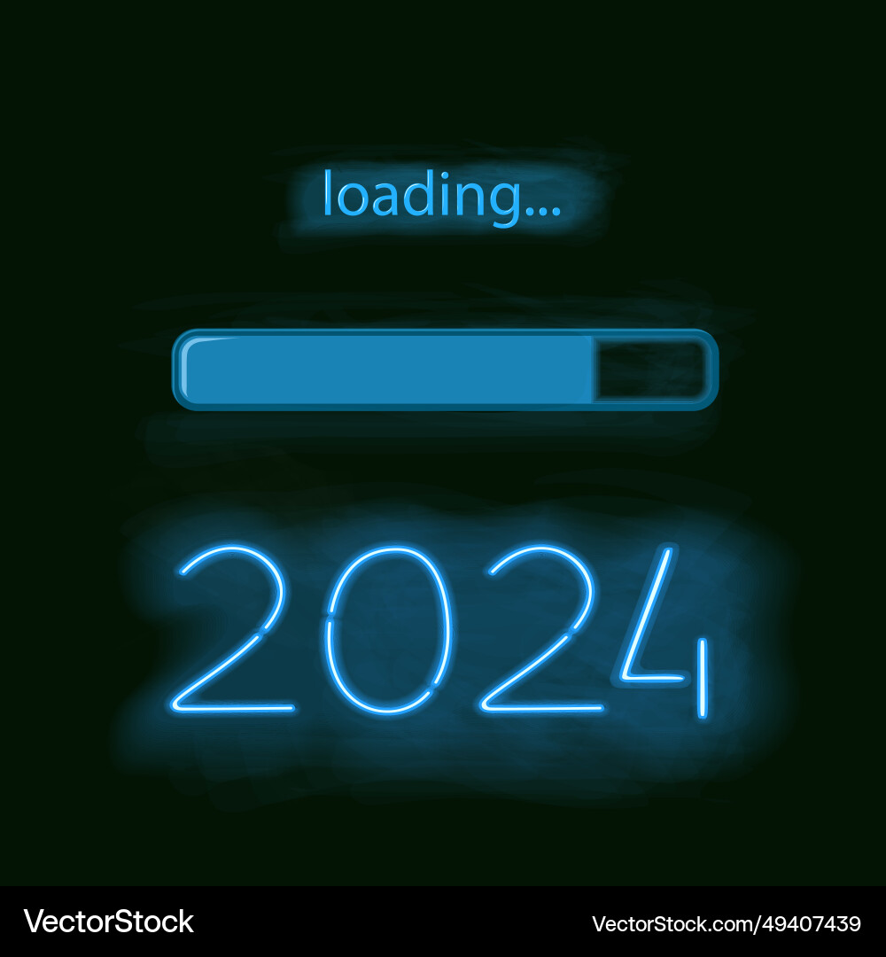 Neon progress bar new year Royalty Free Vector Image