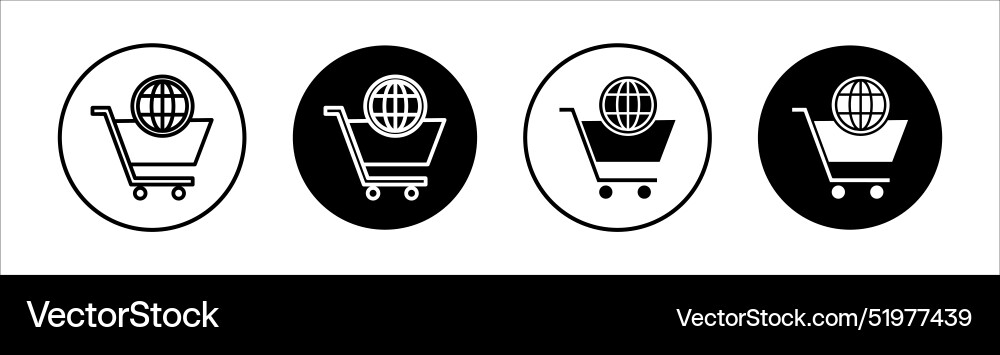 Online sales flat line icon set thin Royalty Free Vector