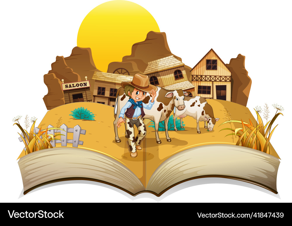 Open book country theme on white background Vector Image