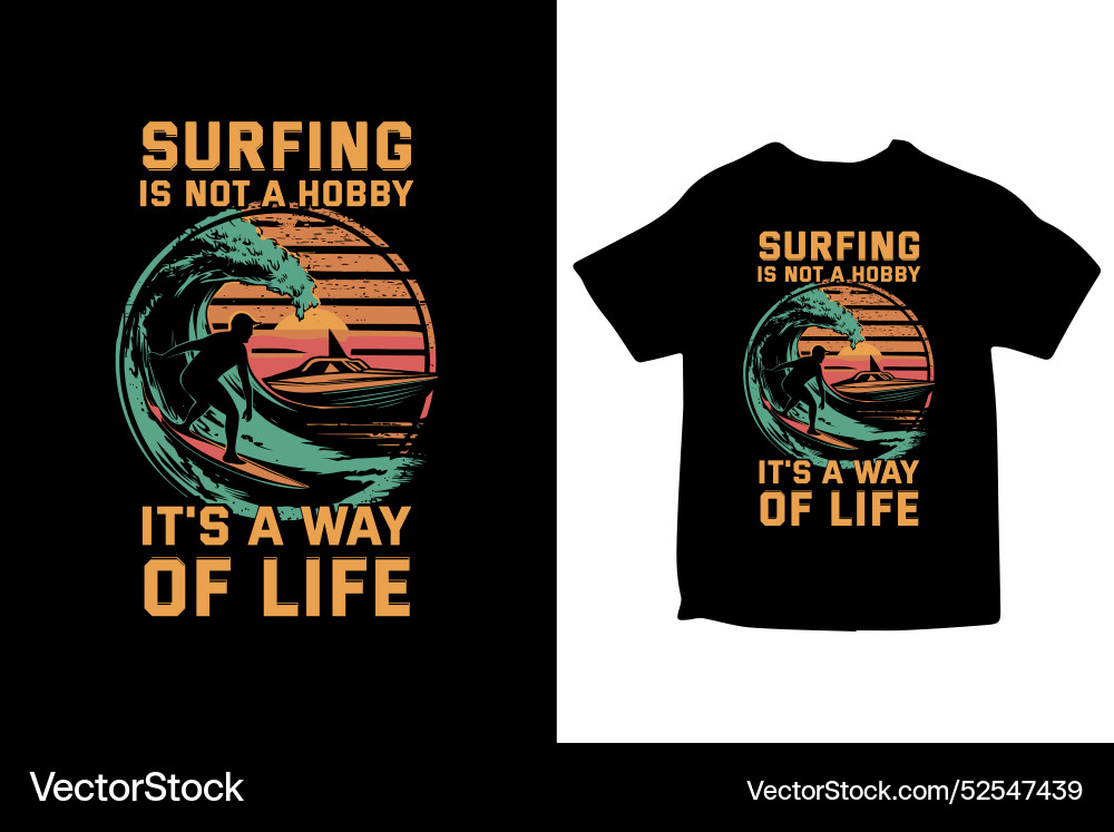 Surfing shirt design Royalty Free Vector Image