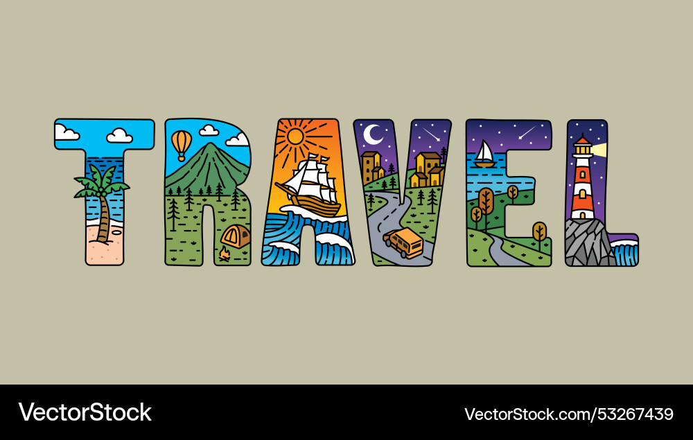 Travel typography design Royalty Free Vector Image