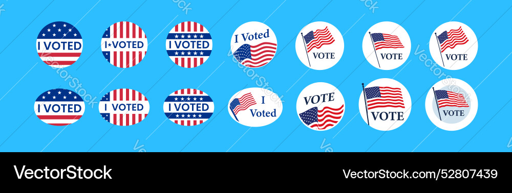 Vote buttons on election day i voted sticker set Vector Image
