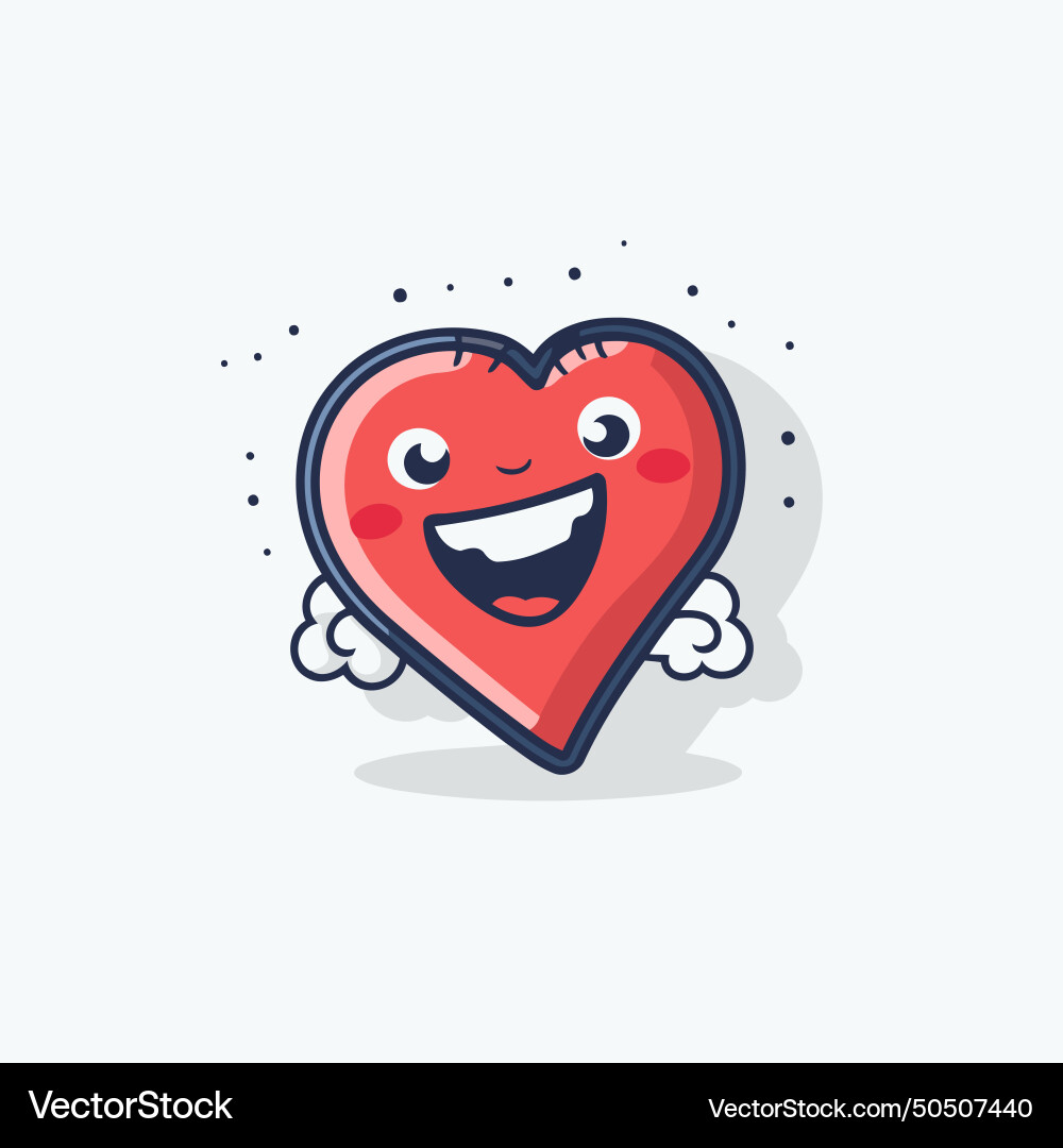 Cute heart character with smiling face cartoon Vector Image