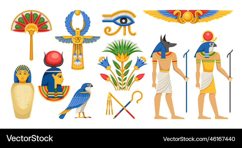 Egypt symbols set Royalty Free Vector Image - VectorStock