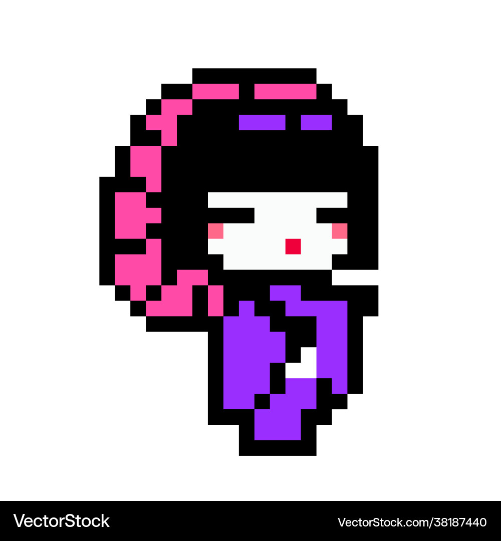 Geisha pixel image for game assets Royalty Free Vector Image