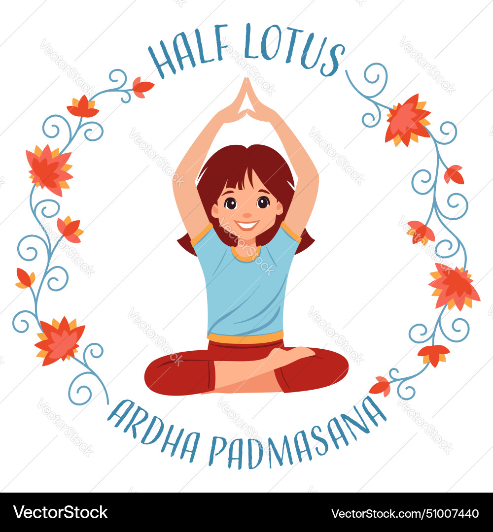 Girl doing yoga half lotus pose Royalty Free Vector Image
