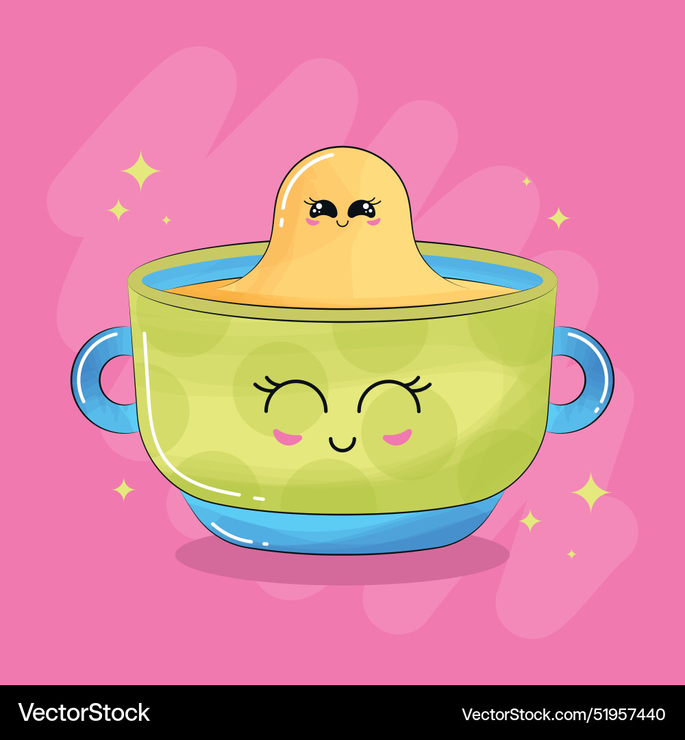 Happy cute bowl cartoon Royalty Free Vector Image