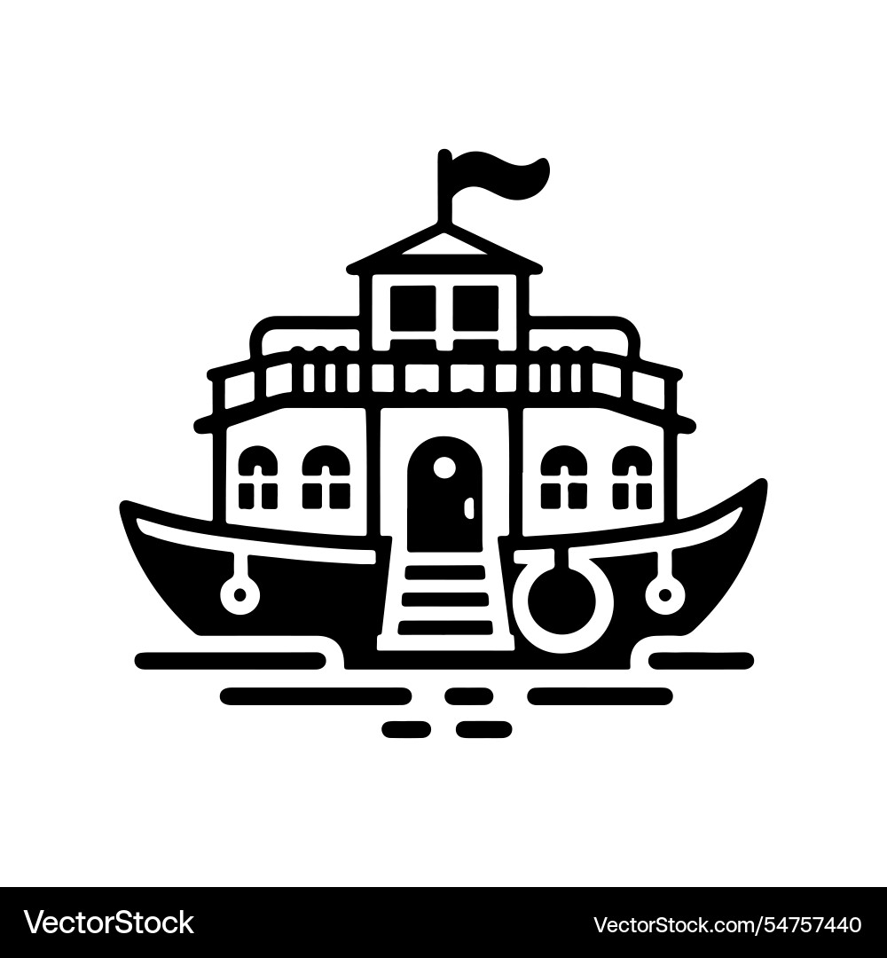 Houseboat silhouette - perfect for nautical Vector Image