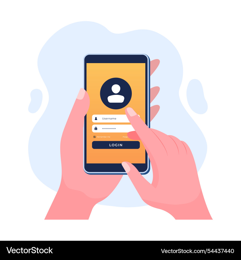 Mobile Login Form on Smartphone Royalty Free Vector Image
