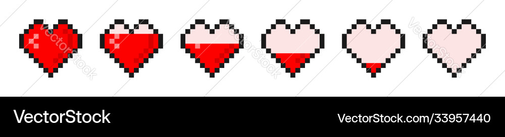 Pixel Heart Life Bar Icon Royalty Free Vector Image
