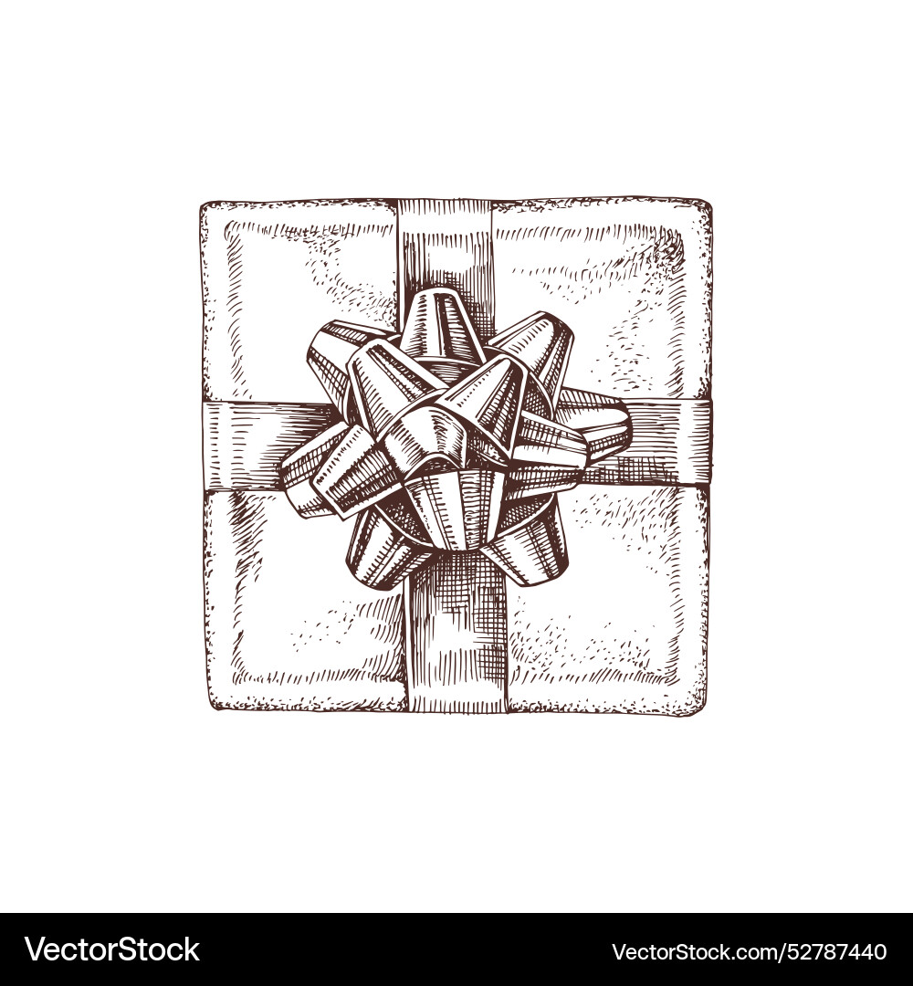 Present box top view hand drawn Royalty Free Vector Image