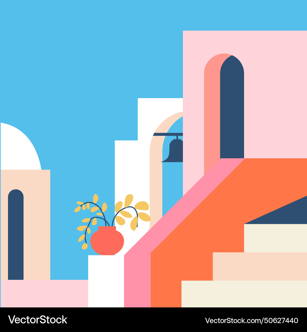 Terracotta mediterranean archway landscape Vector Image
