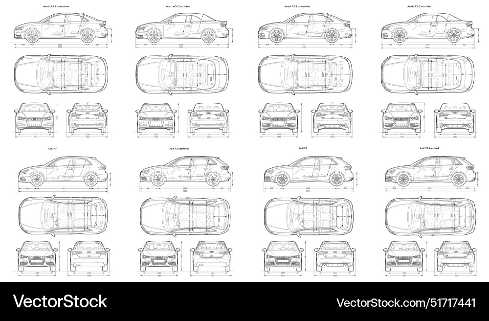 2013-2016 audi a3 - s3 Royalty Free Vector Image