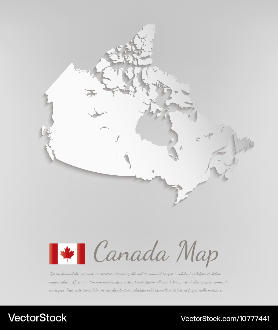 Canada map 3d with smooth shadow Royalty Free Vector Image