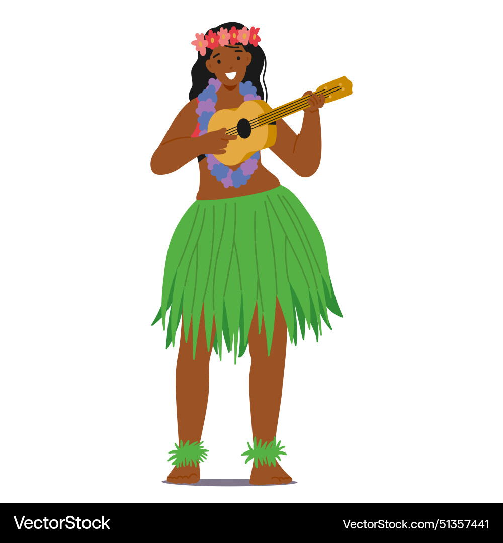 Cheerful hawaiian dancer character in a vibrant Vector Image