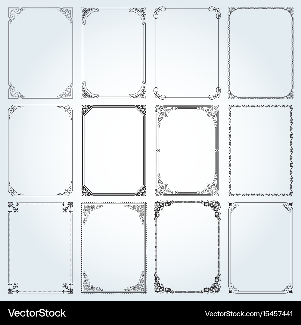 Decorative rectangle frames and borders set Vector Image