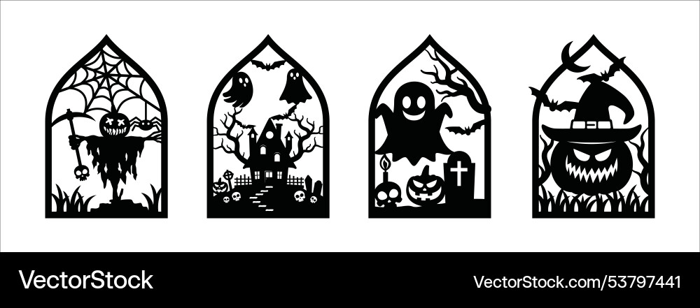 Halloween hanging door decor design template Vector Image