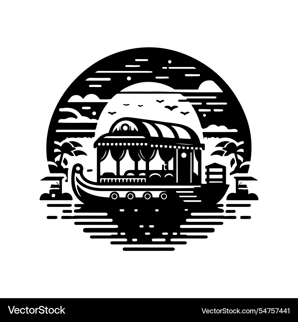 Houseboat silhouette - perfect for nautical Vector Image