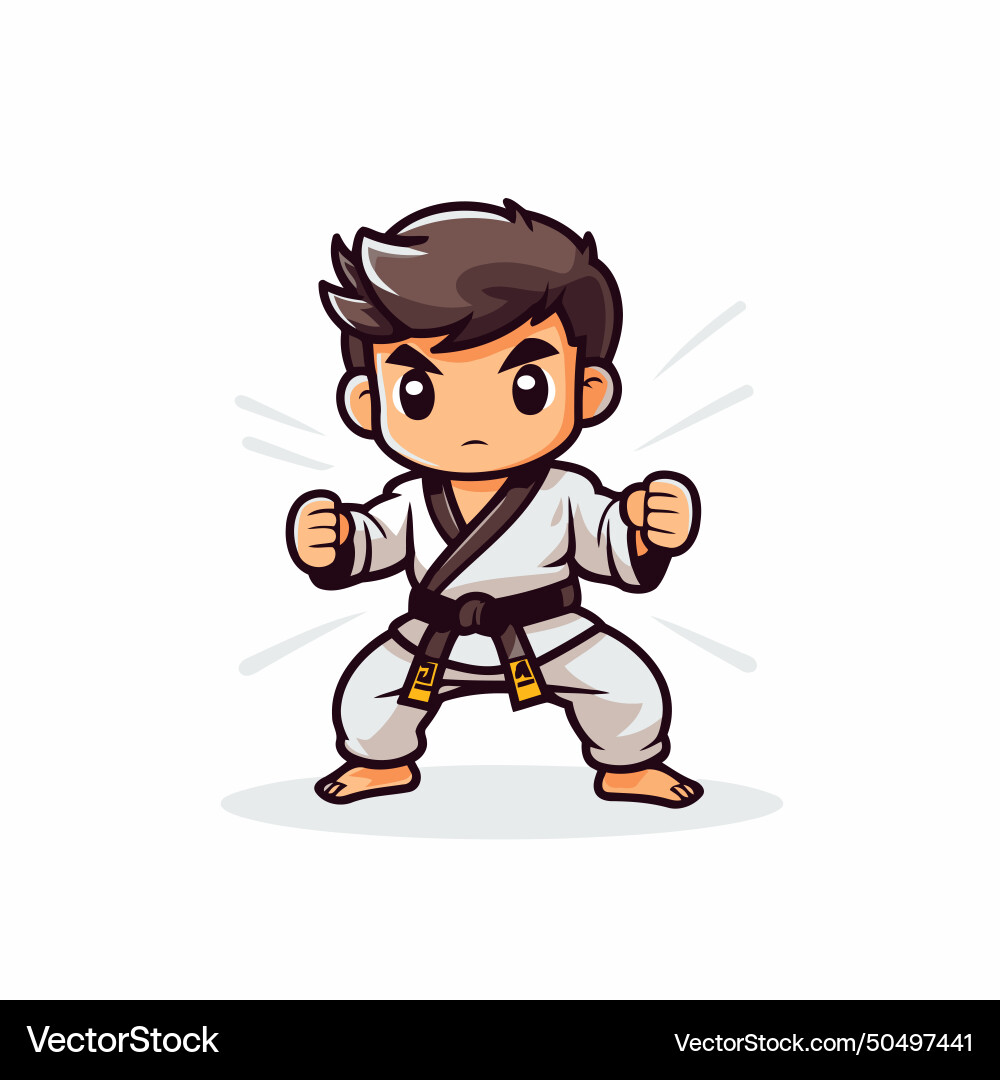 Karate boy cartoon character Royalty Free Vector Image