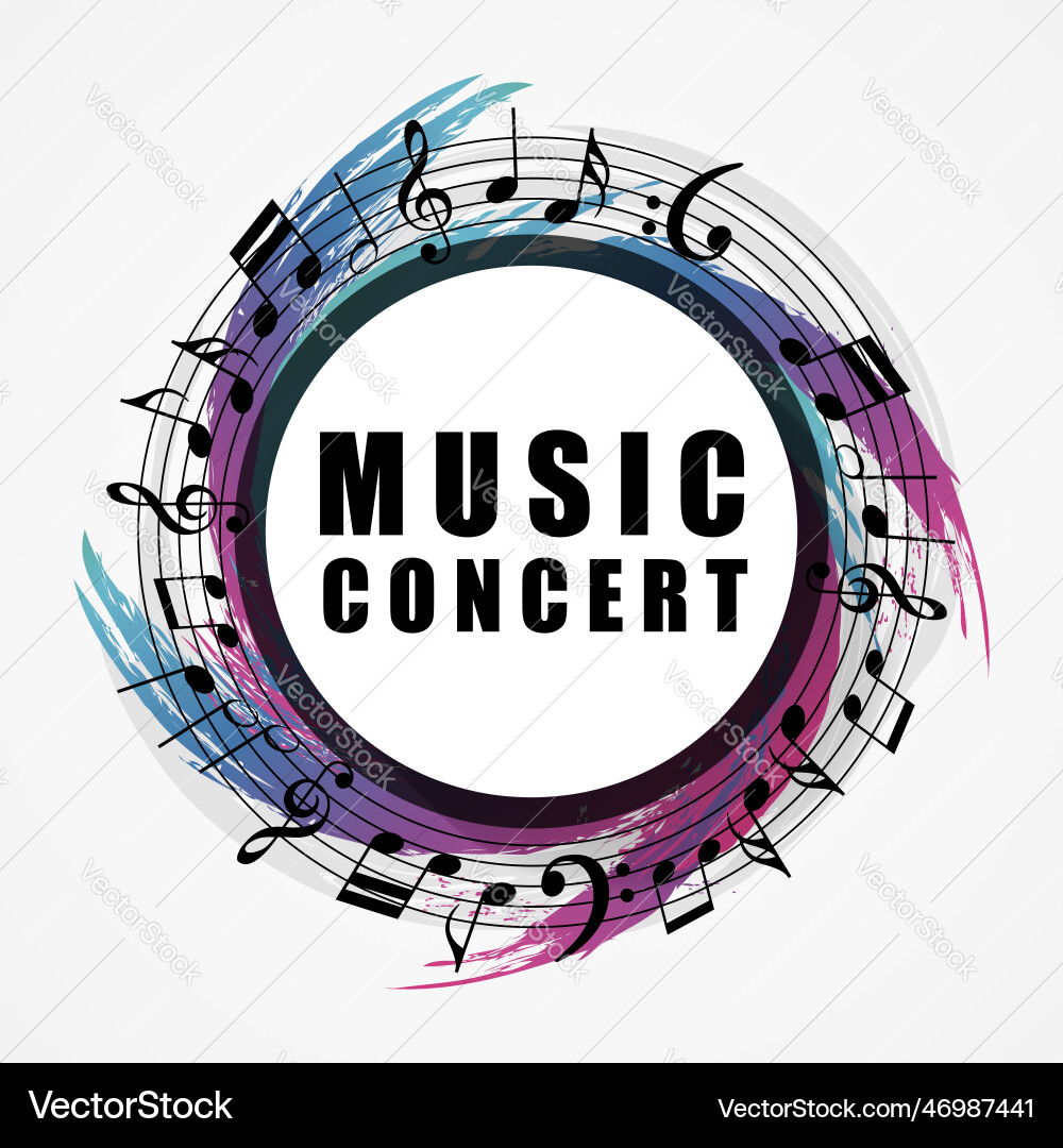 Musical background music style round shape frame Vector Image