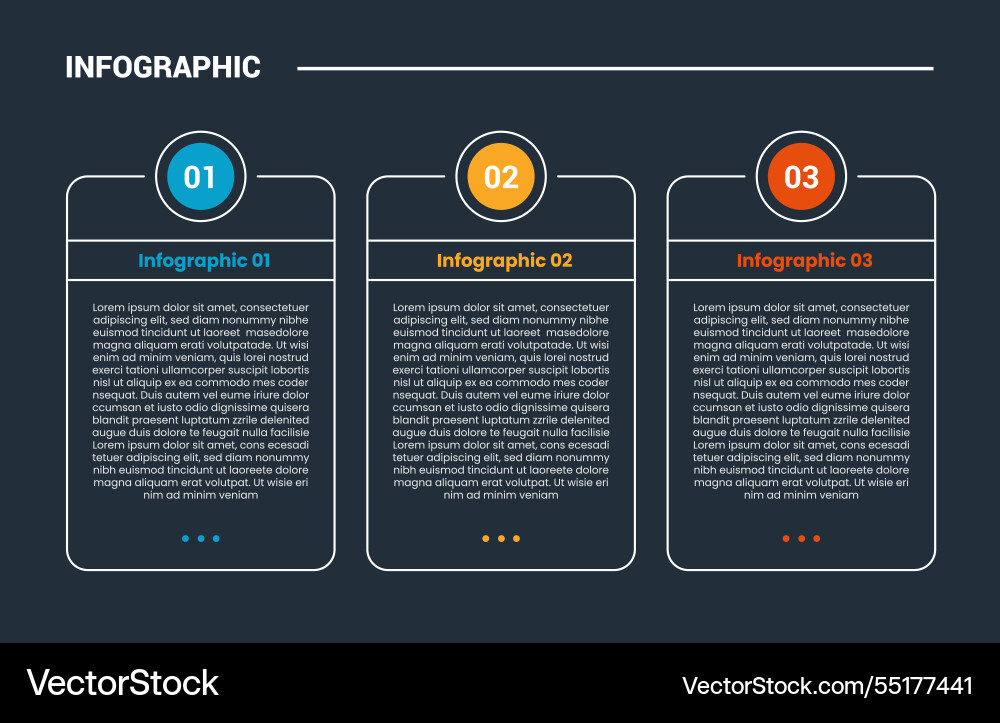 Process stages workflow infographic dark outline Vector Image