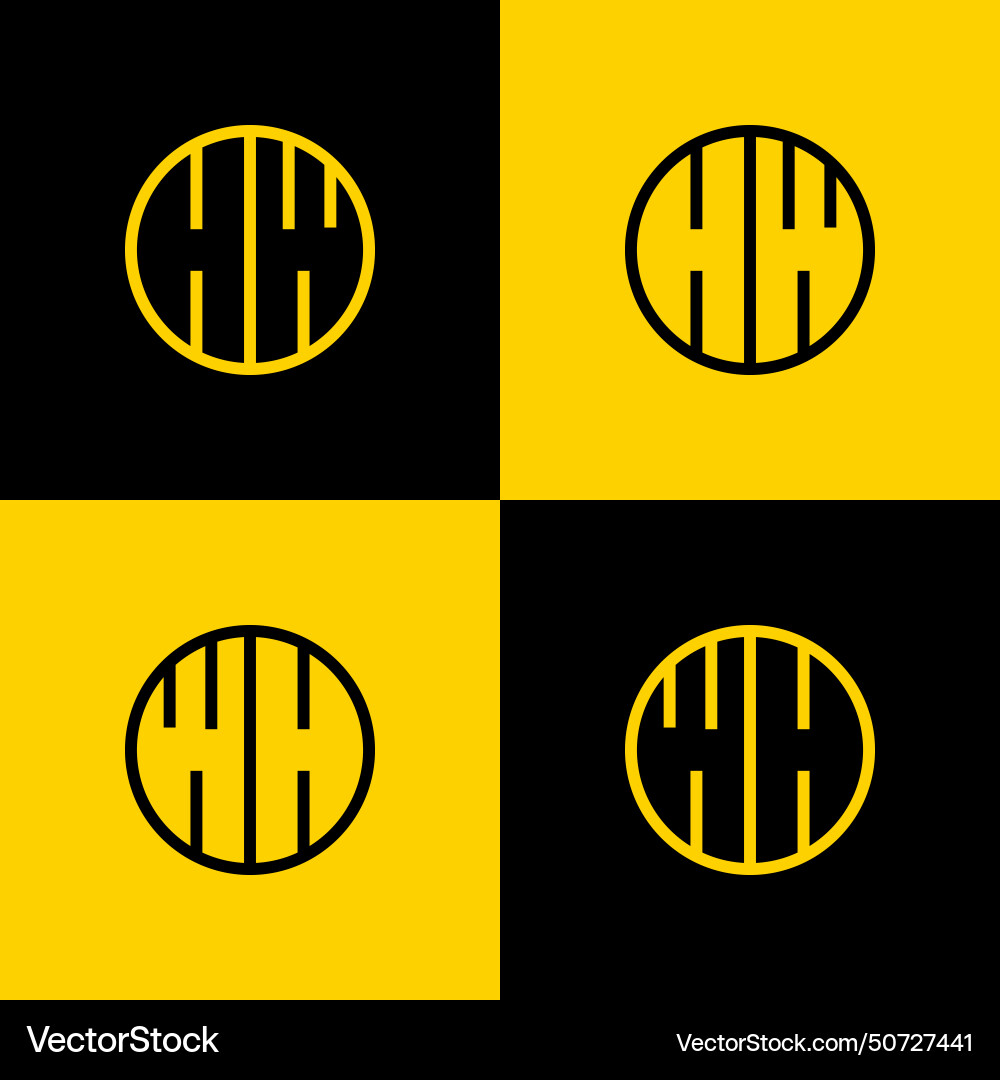 Simple hw and wh letters circle logo set suitable Vector Image