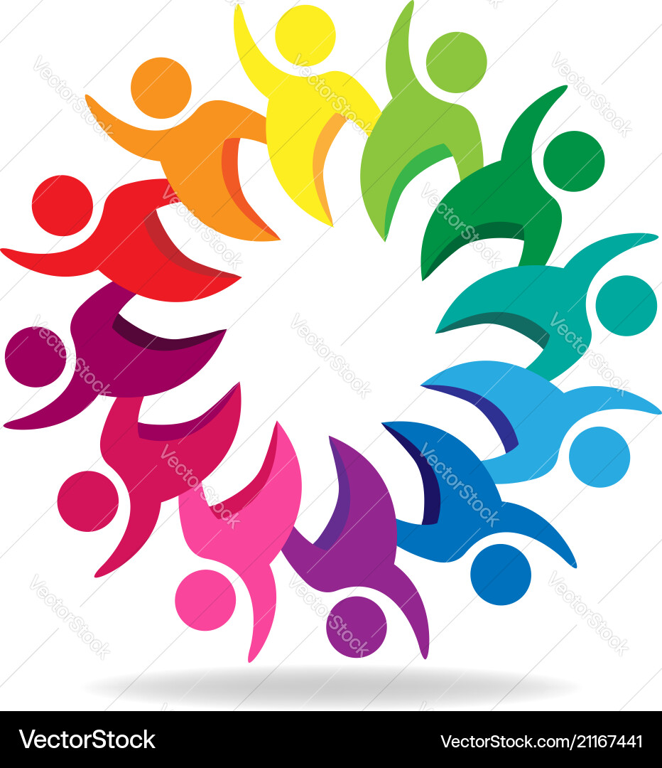 Teamwork hi unity people logo design Royalty Free Vector