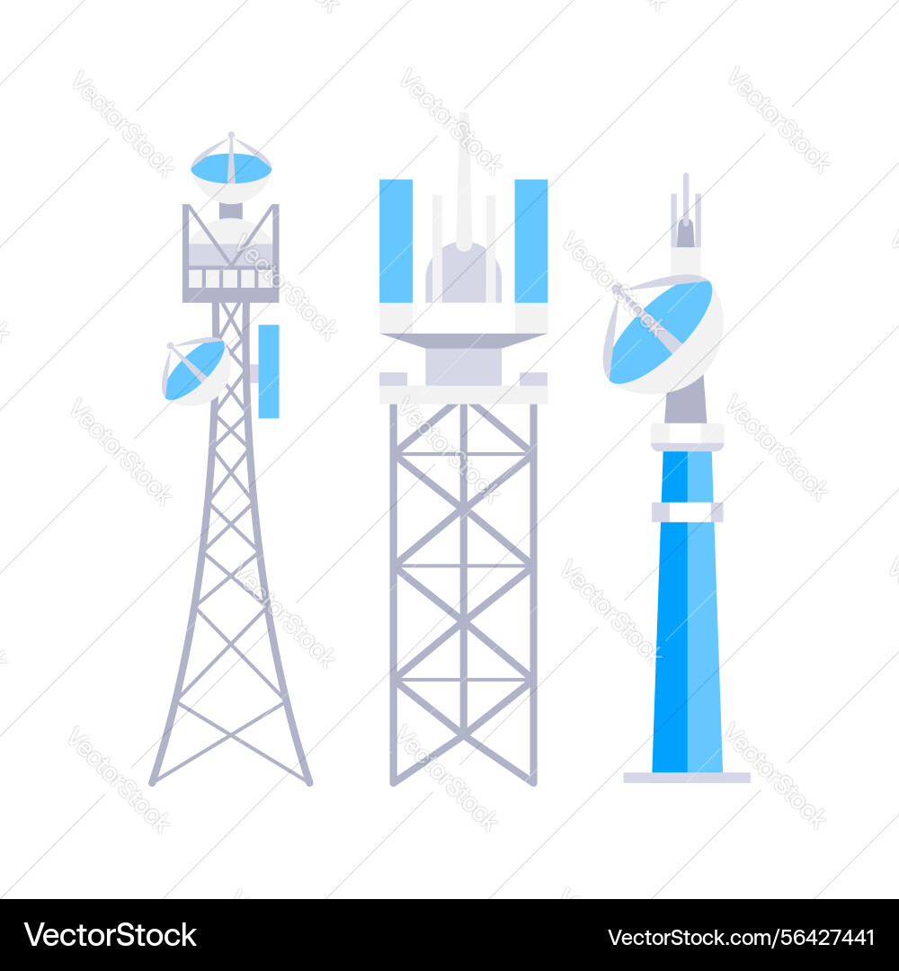 Telecommunication towers providing global Vector Image