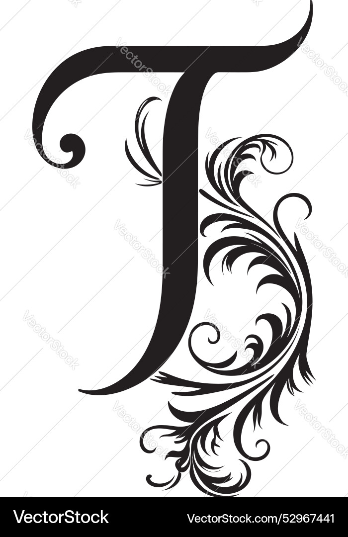 Tranquil script peaceful font t twilight symphony Vector Image