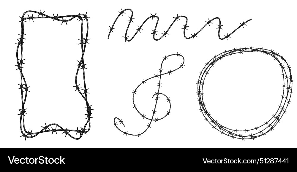 Twisted barbed wire silhouettes set in rounded Vector Image