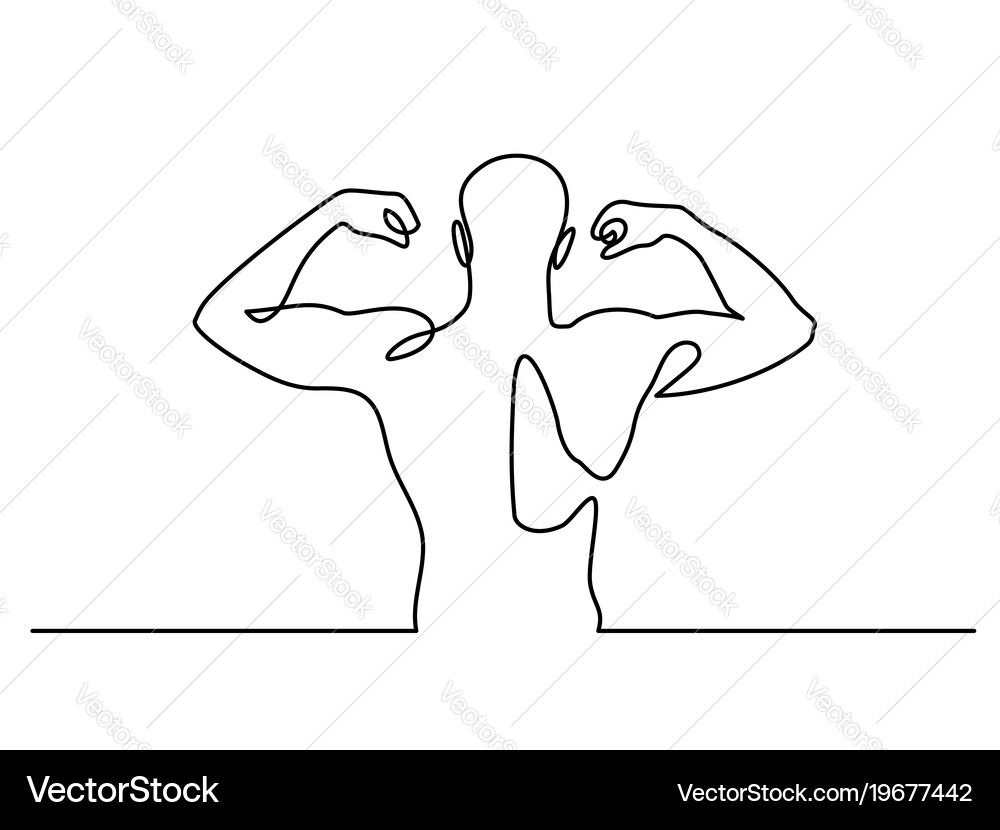 Continuous Line Drawing of a Strong Man Royalty Free Vector