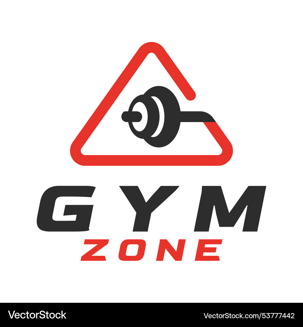 Gym zone flat minimalist logo design Royalty Free Vector