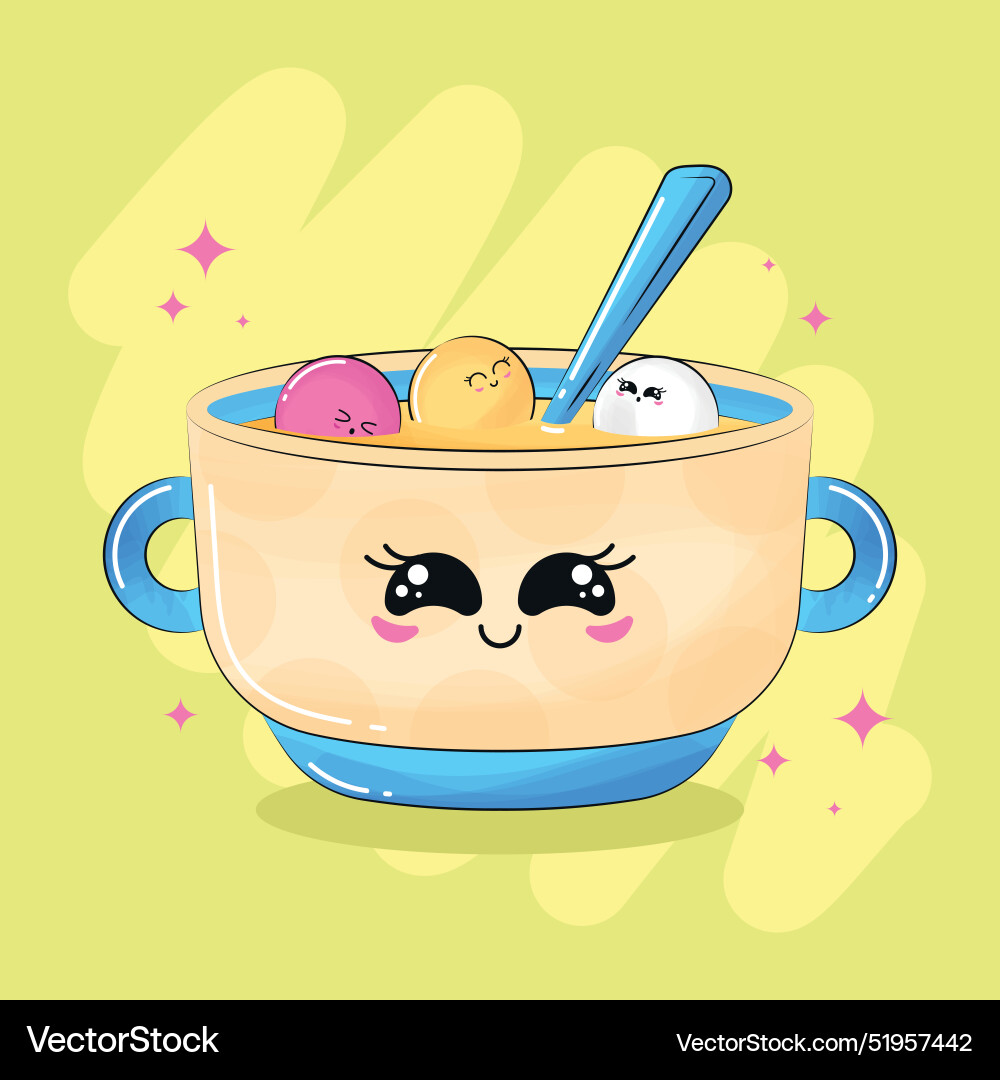 Happy cute bowl cartoon Royalty Free Vector Image
