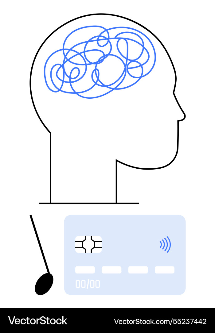 Human head with tangled brain lines connected Vector Image
