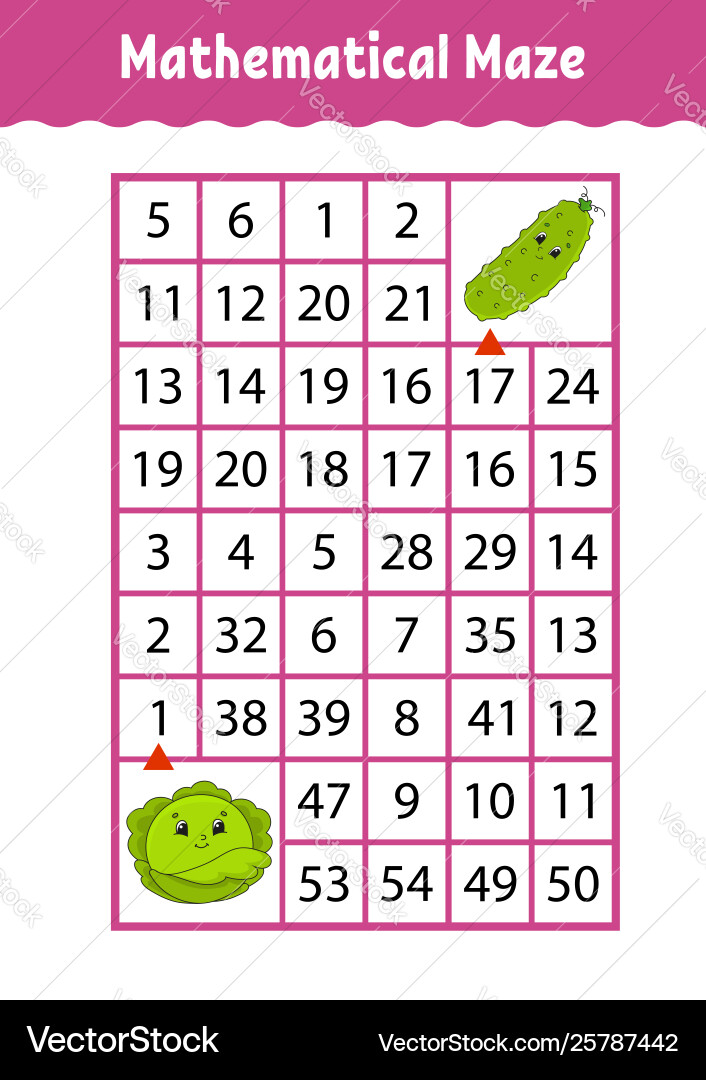 Math maze game for kids funny labyrinth education Vector Image